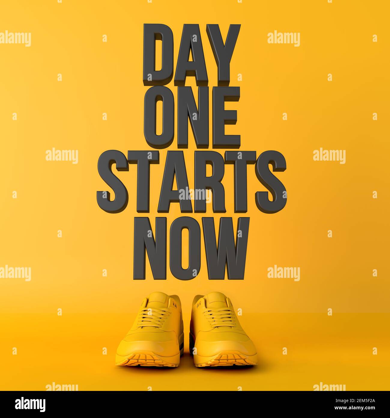 day one starts now motivational workout fitness phrase, 3d Rendering Stock Photo - Alamy