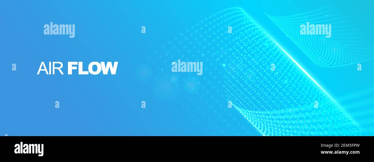 Flowing particles with depth of field. Air flow. Particle waves showing ...