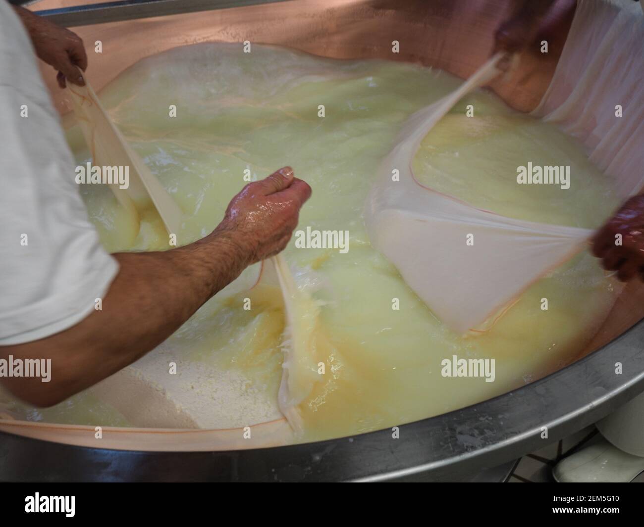 cooking and making cheese in factory Stock Photo - Alamy