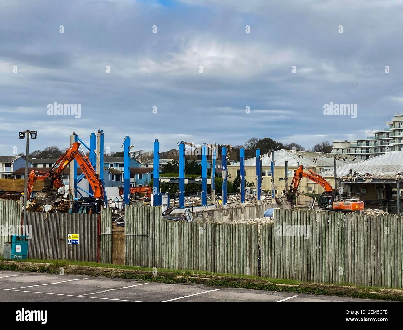 Demolition of the old swimming pool, which opened in 1987, taking place ...