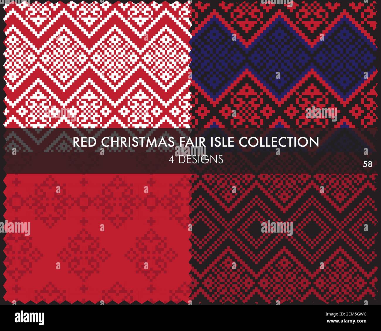 Christmas fair isle pattern collection includes 4 design swatches for ...