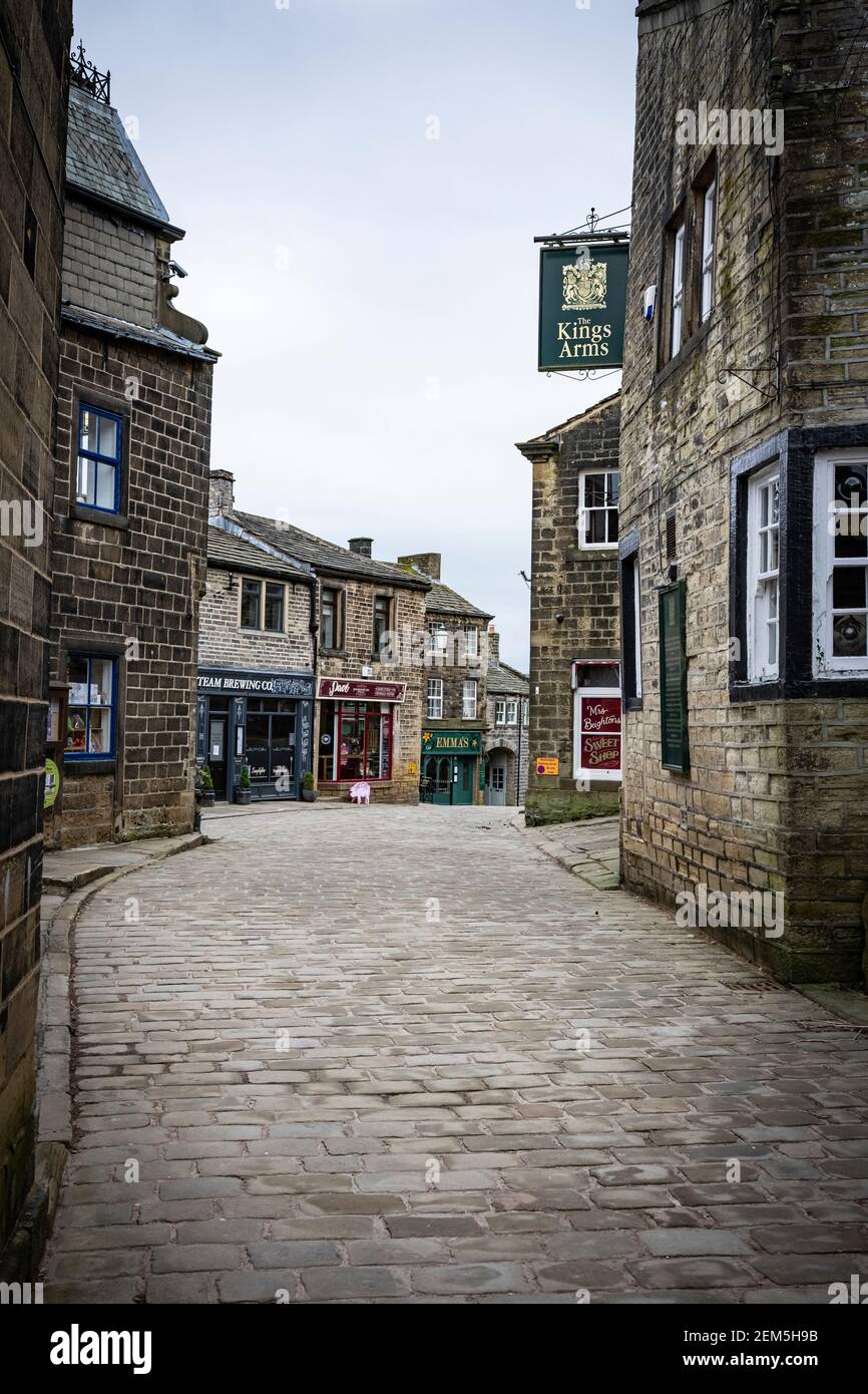 Main Street in the Village of Haworth, near Bradford, home of the ...