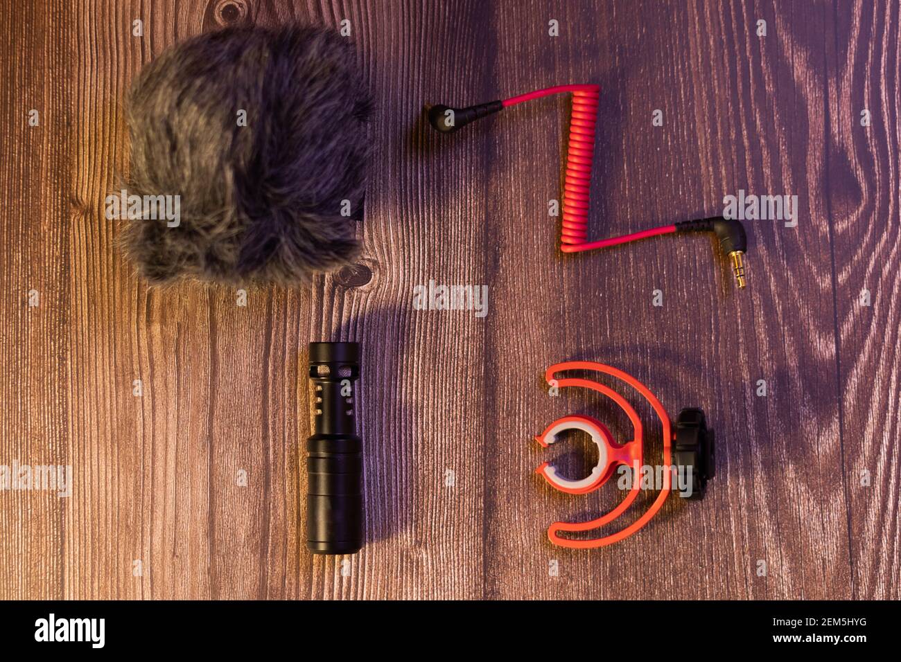 Little black directional microphone with complements. High quality ...