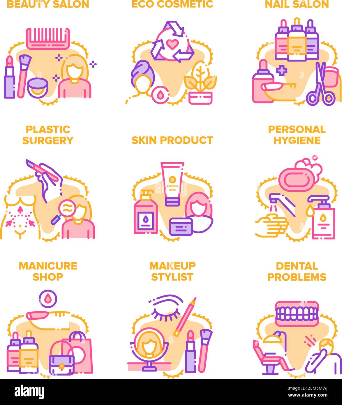 Cosmetic Beauty Salon Service Set Icons Vector Stock Vector Image & Art ...