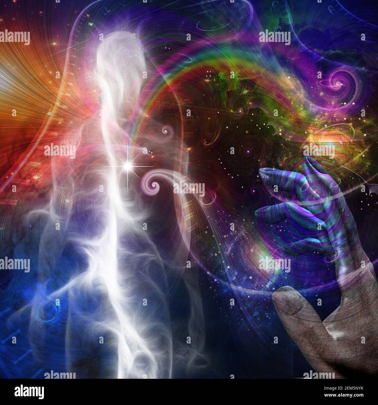 Human spirit in vivid colorful universe. 3D rendering Stock Photo - Alamy