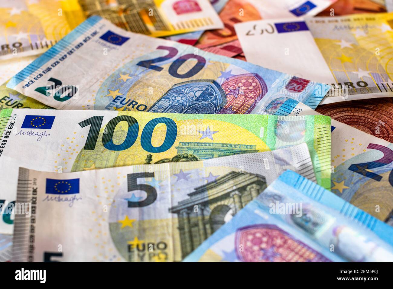 Close up of money euro banknotes, background of money euro isolated ...
