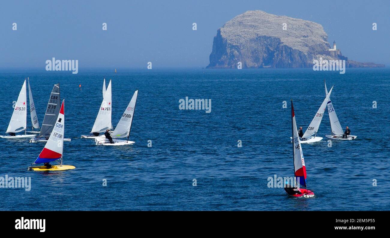 Sailing Dinghies racing at North Berwick Stock Photo - Alamy