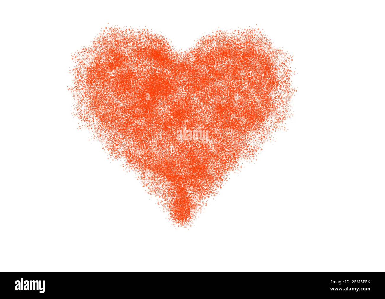 Red heart painted with particulate small round droplets isolated on ...