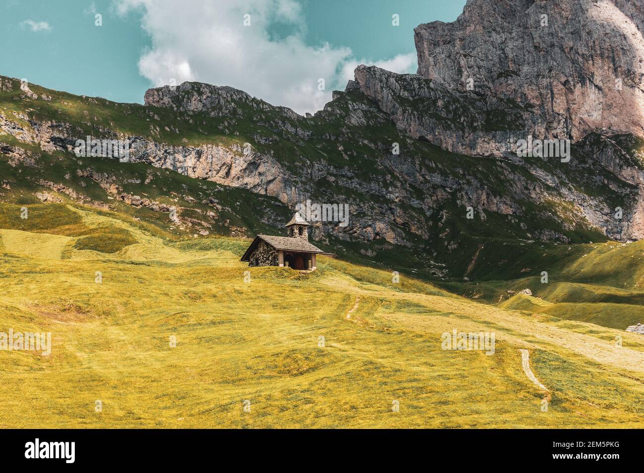 Panoramic view of the Seceda, high mountain in the Dolomites in South ...