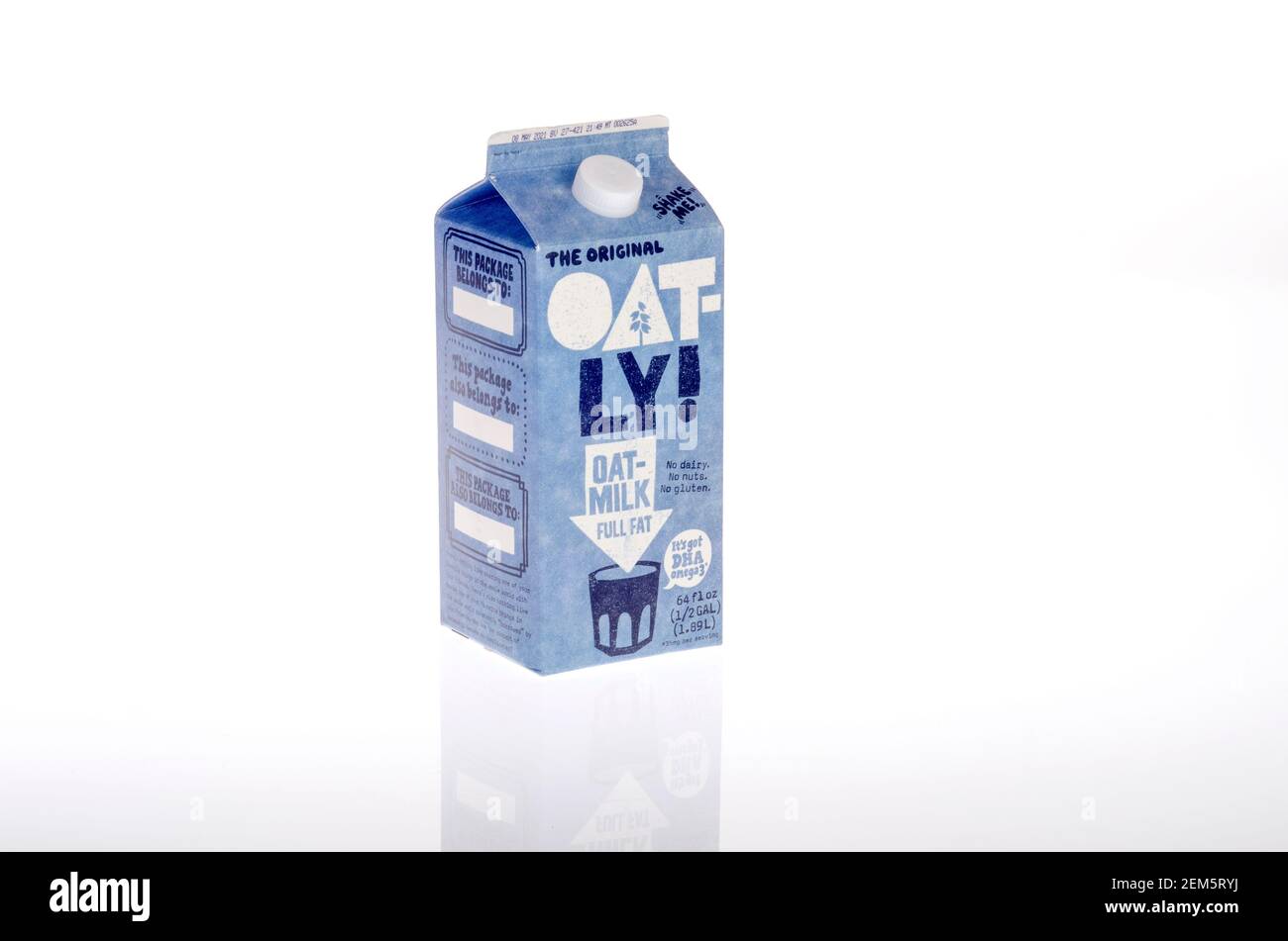 Oatly Oat Milk half gallon Stock Photo - Alamy