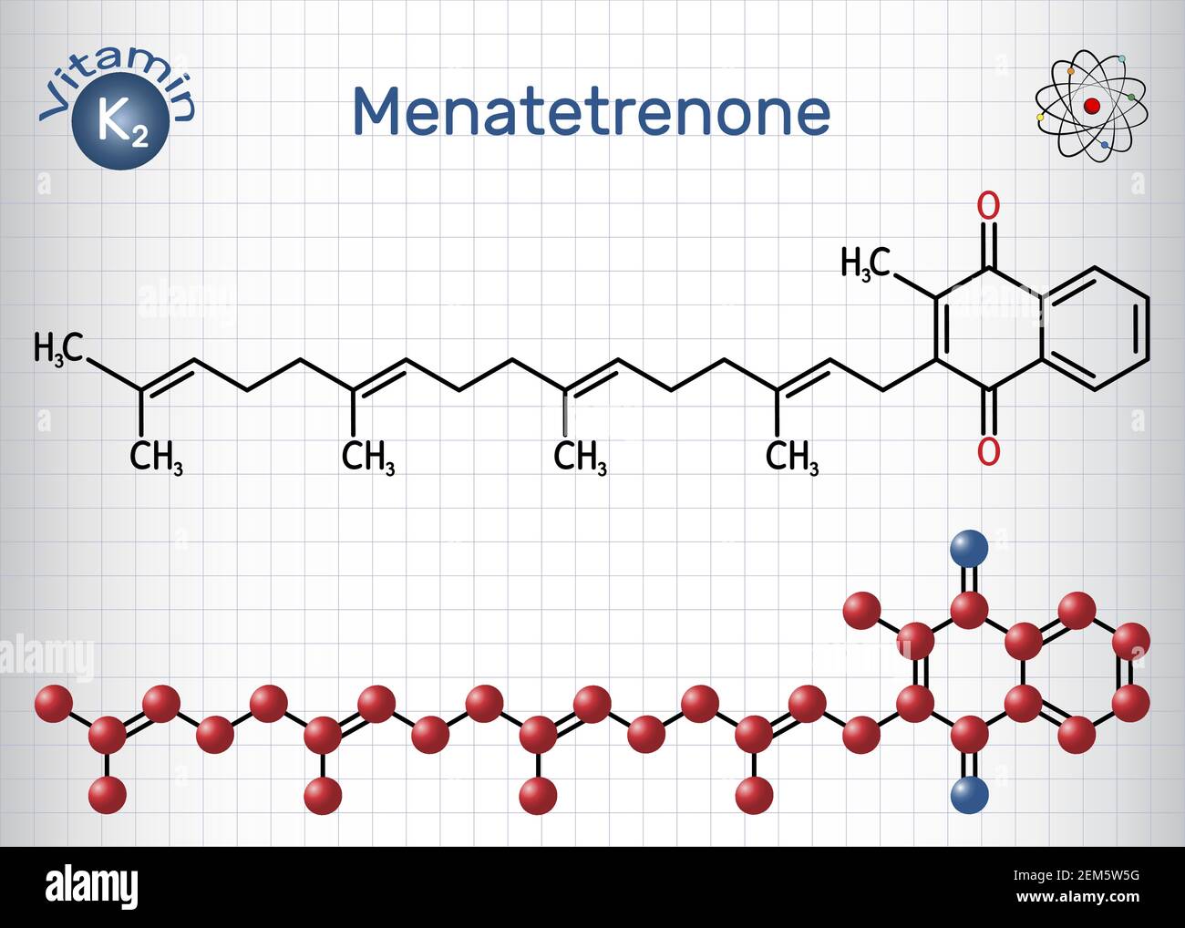 Menatetrenone, menachinon-4, MK-4 molecule. It is vitamin K2 ...