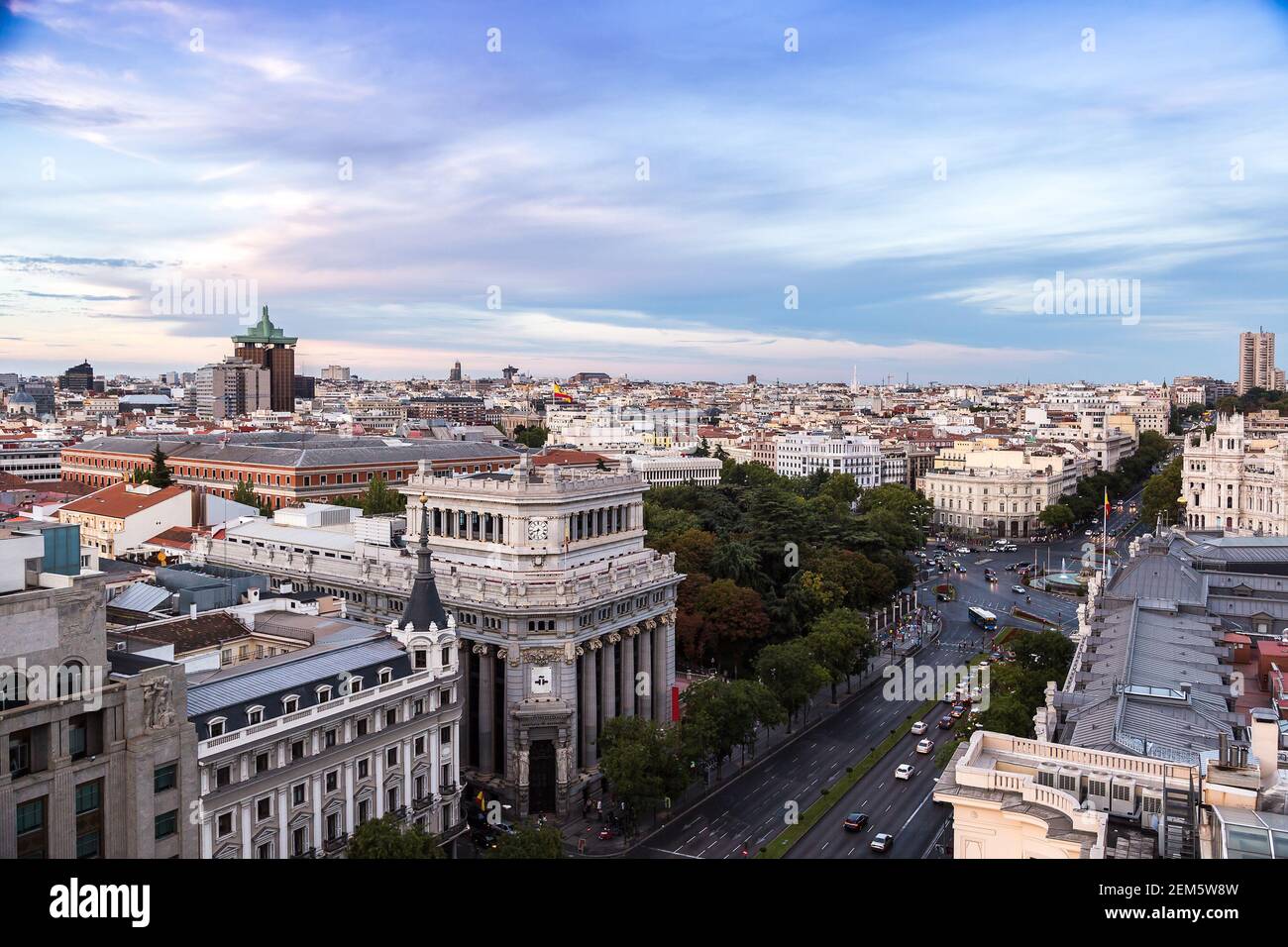 Panoramical aerial view of Madrid in a beautiful summer night, Spain ...
