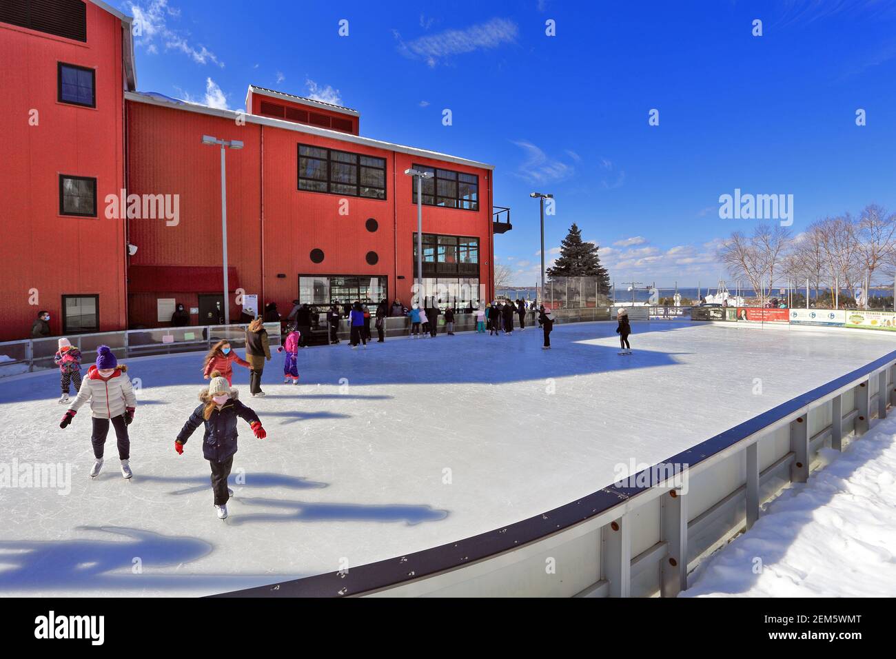 Ice skating Port jefferson Village Long Island New York Stock Photo - Alamy