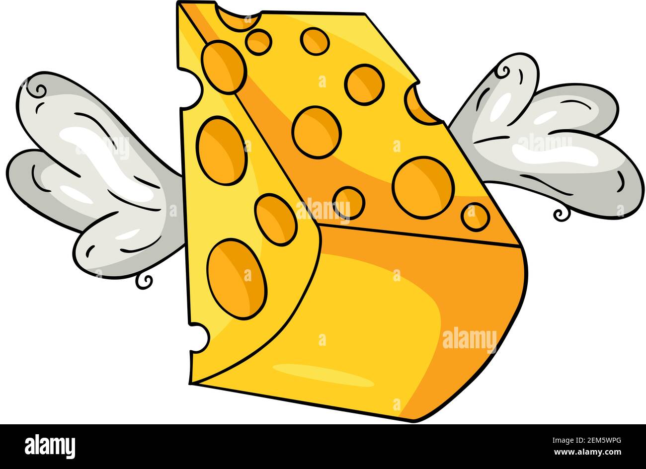 Funny cheese slice with wings Stock Photo - Alamy