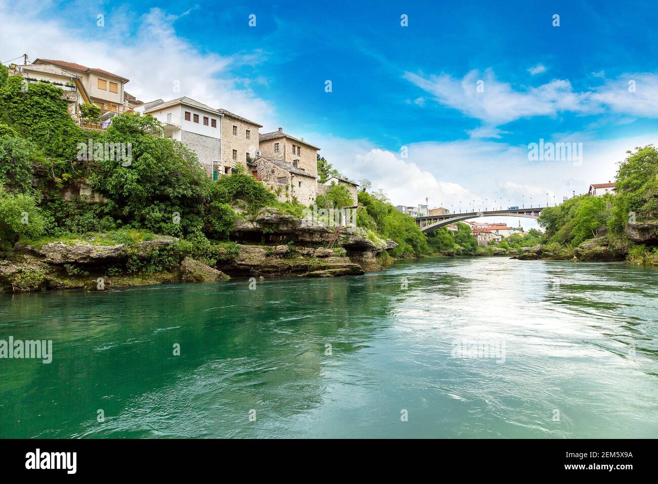 Historical center in Mostar in a beautiful summer day, Bosnia and ...