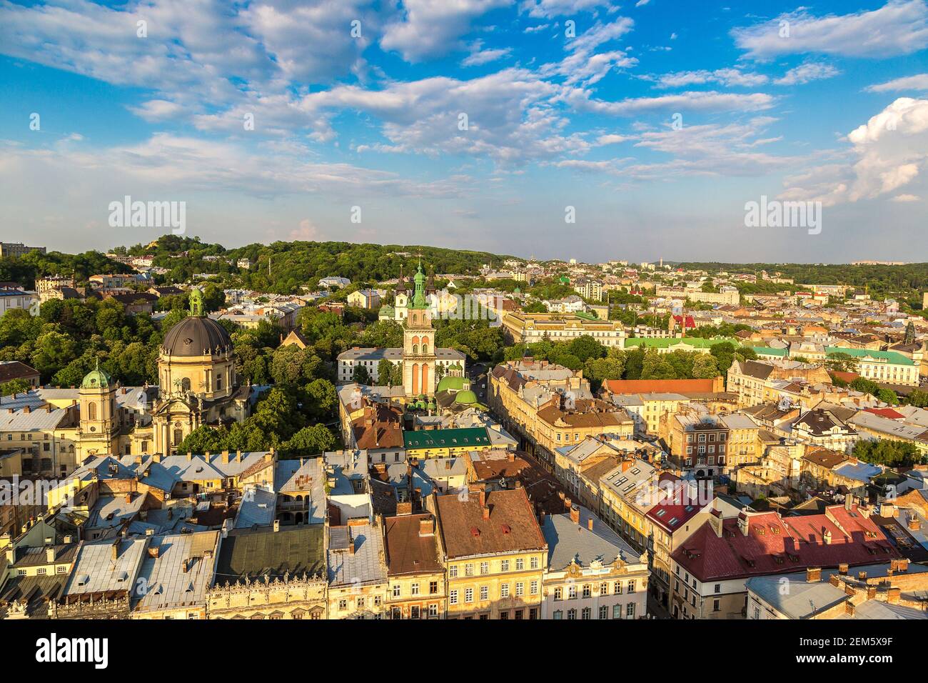 Panoramic view of Lviv in a beautiful summer day, Ukraine Stock Photo ...