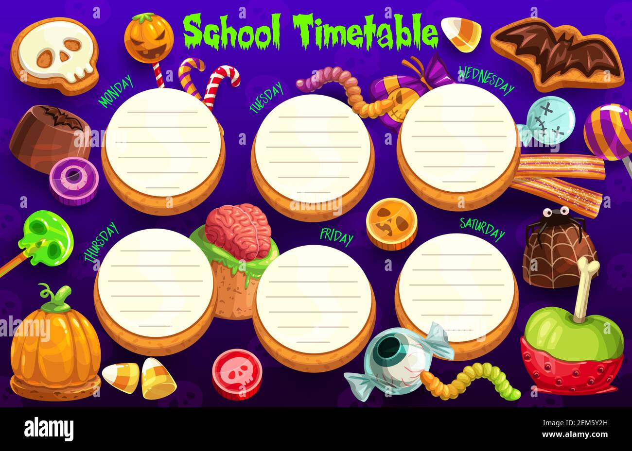 School timetable and lessons weekly planner, vector template with ...
