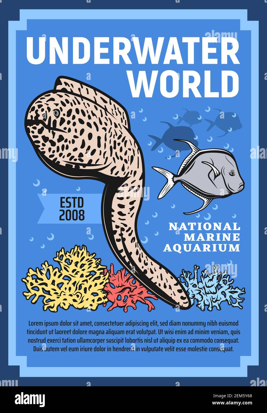 Exotic sea fish of moray eel and selene vomer or lookdown vector design ...