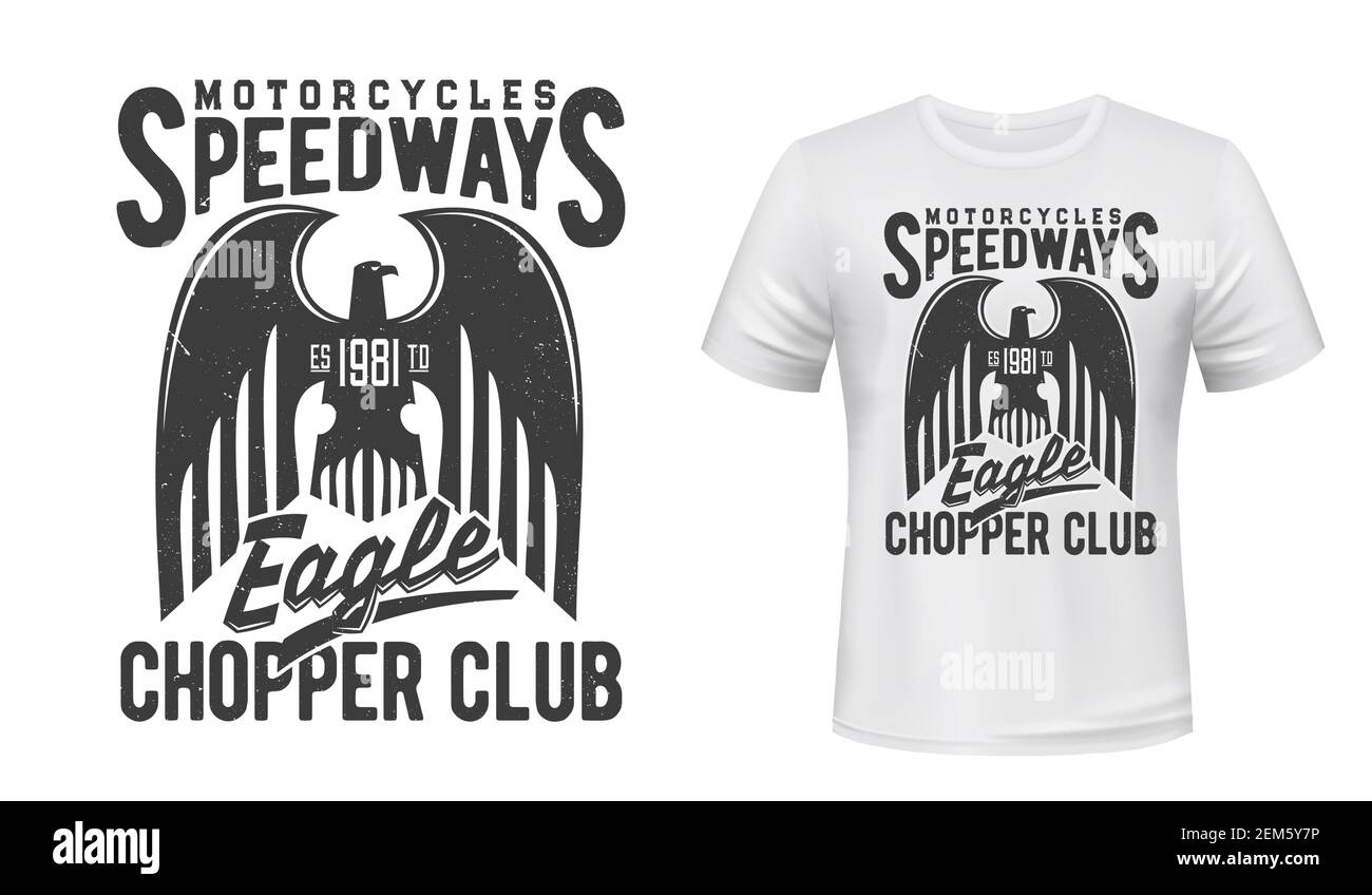Eagle t-shirt print vector mockup of motorcycle racing and moto sport ...