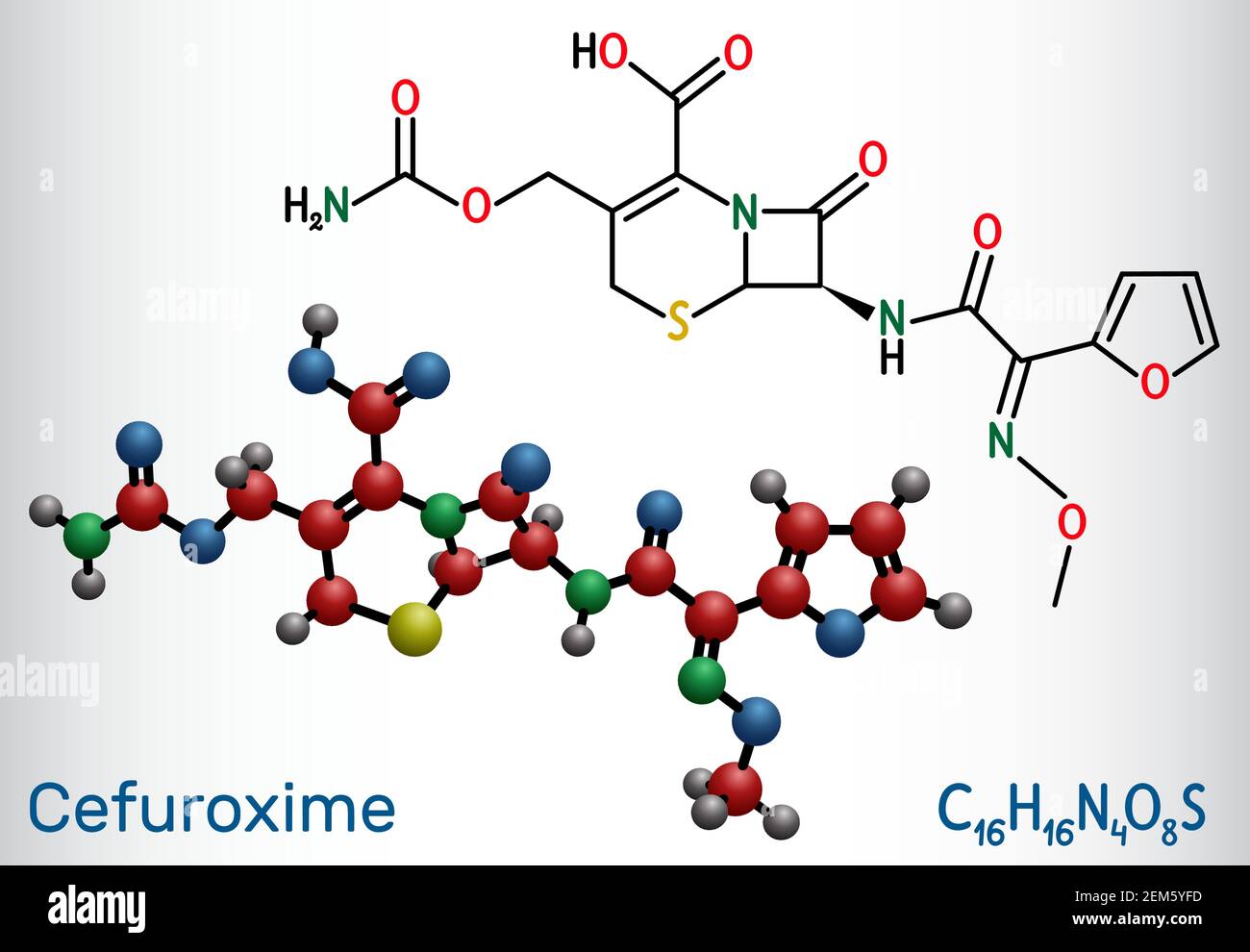 Cefuroxime molecule. It is second-generation cephalosporin antibiotic ...