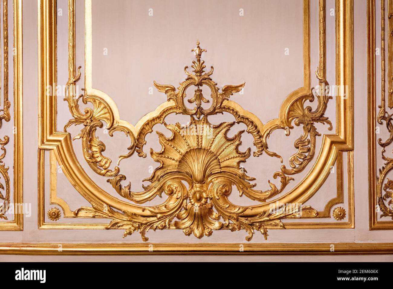 Gold leaf details on ornate wall in the baroque mansion Hotel de ...