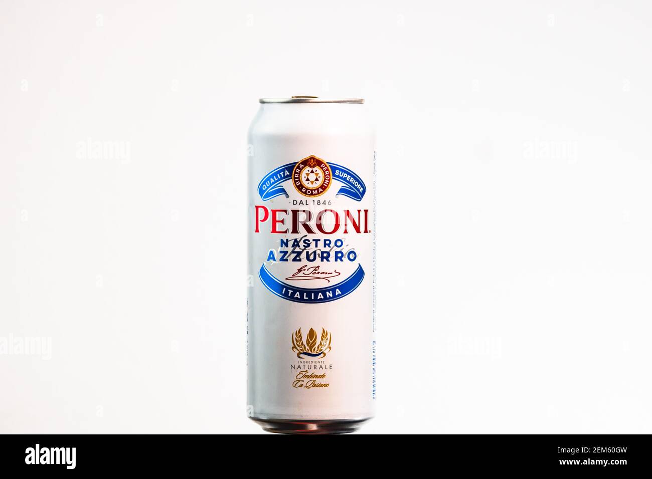 Peroni Nastro Azzurro, a premium lager beer produced since 1963 by ...