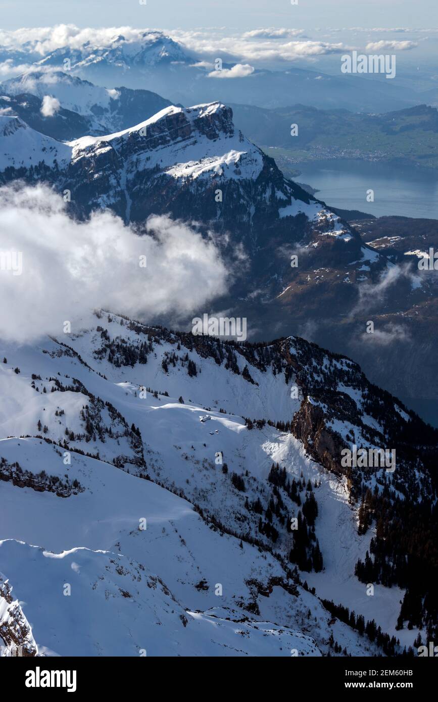 A medium altitude aerial view of the Swiss alps Stock Photo - Alamy