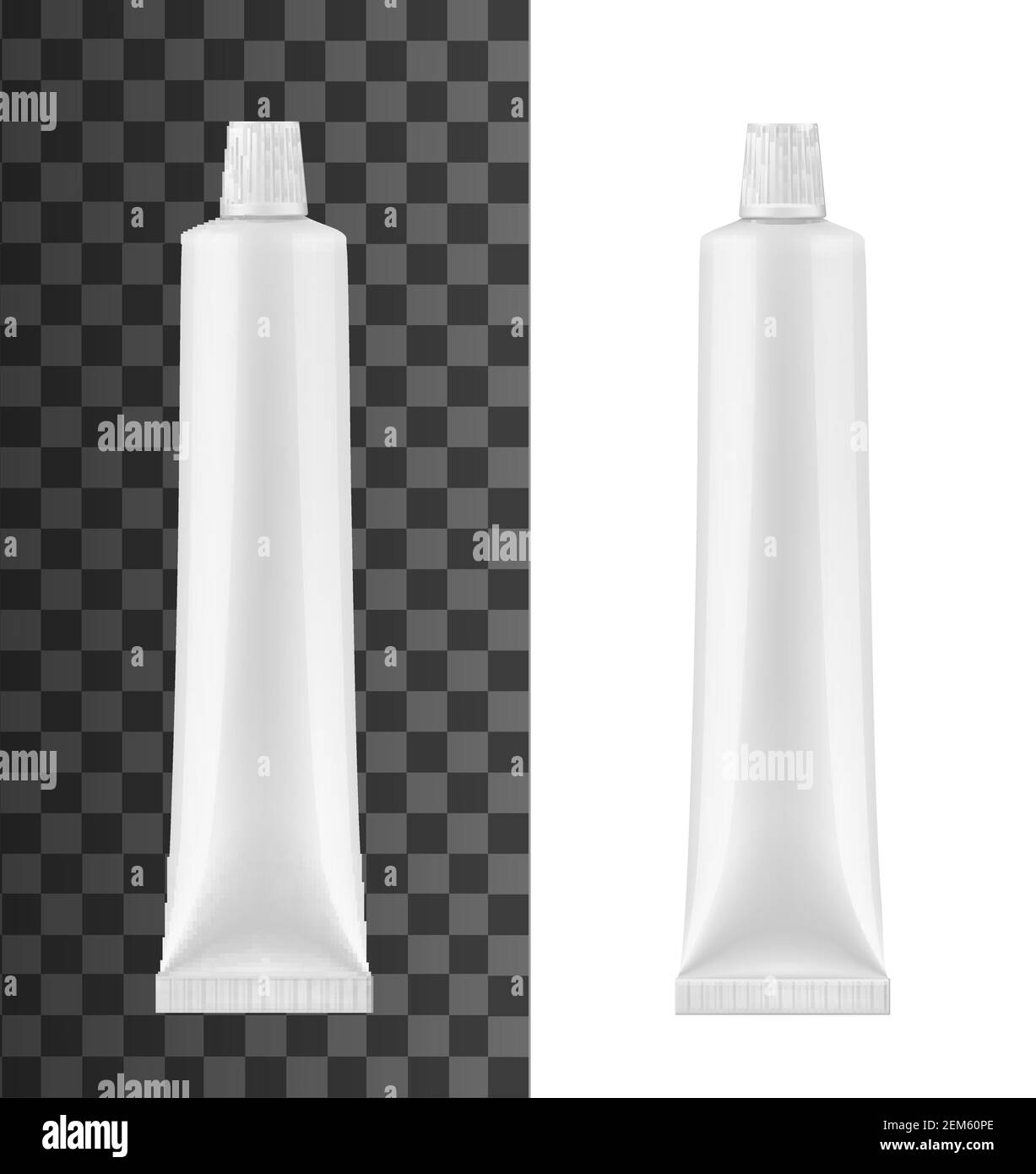 Tube for toothpaste or cream, isolated 3d vector mockup. Blank white ...