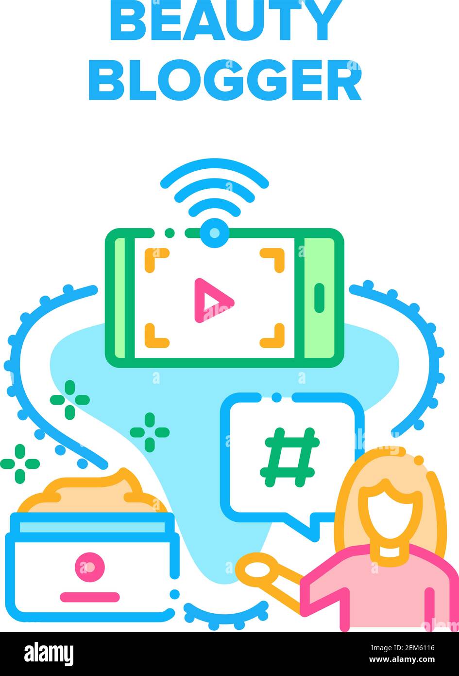 Beauty Blogger Vector Concept Color Illustration Stock Vector Image ...