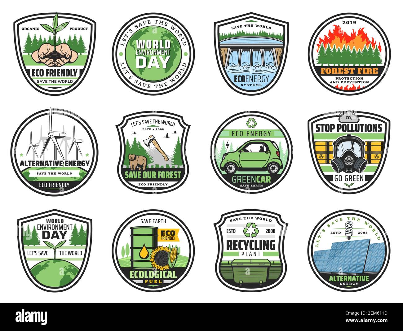Pollution badges Stock Vector Images - Alamy