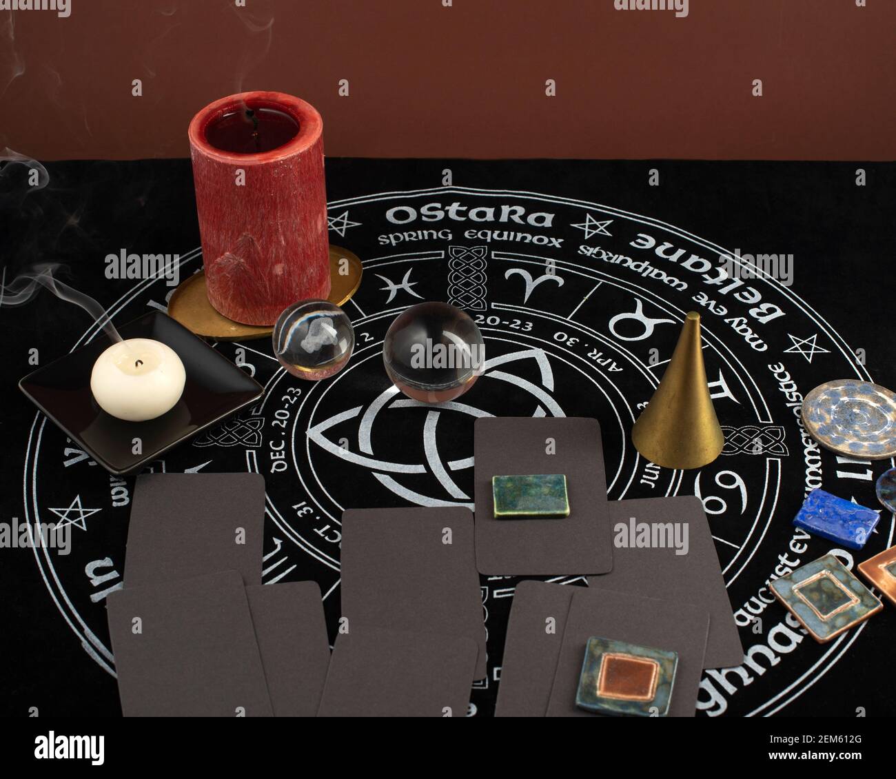 Mystic background with occult and magic objects. Esoteric concept Stock ...