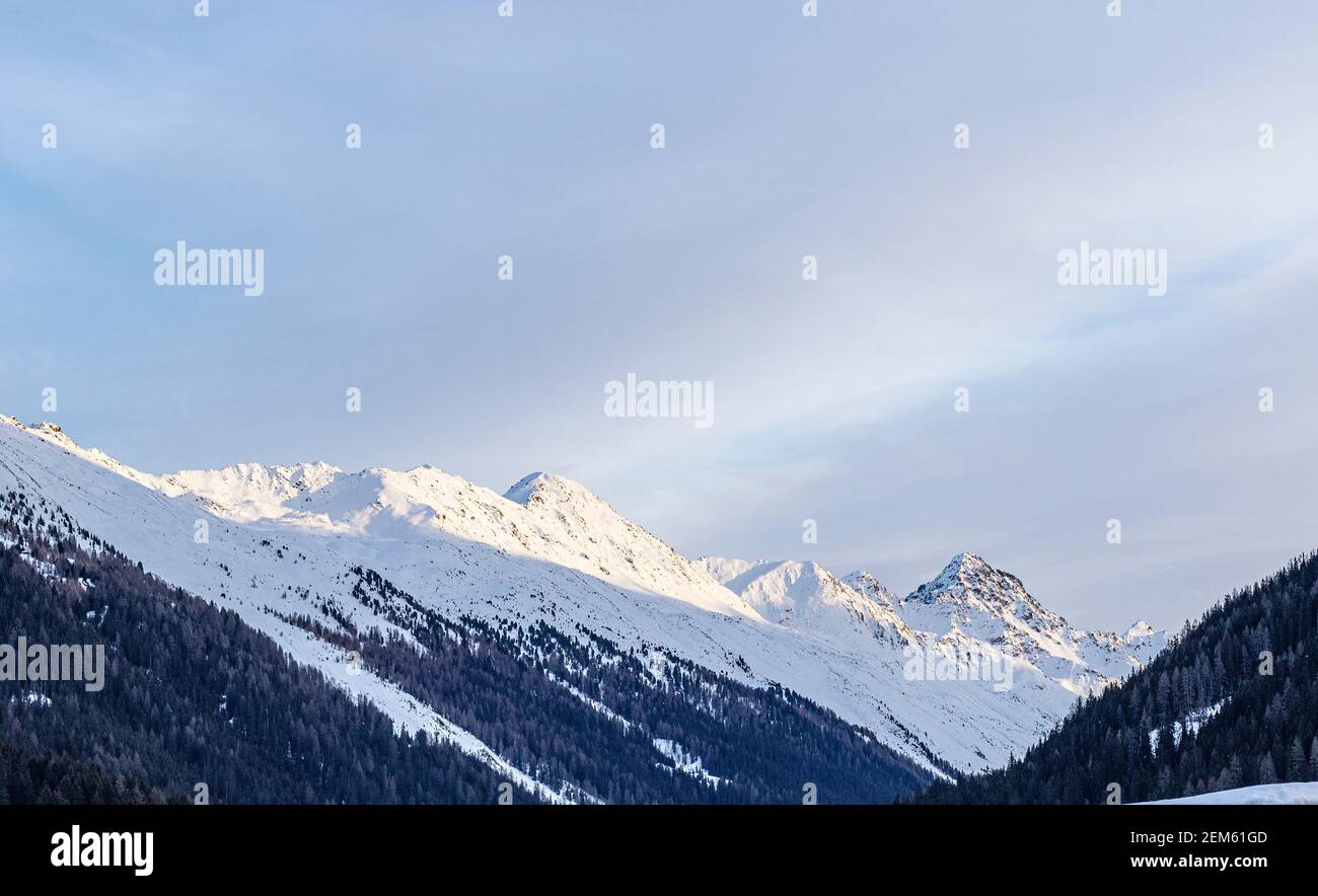Winter mountain in Davos with famose ski resorts, Switzerland Stock ...