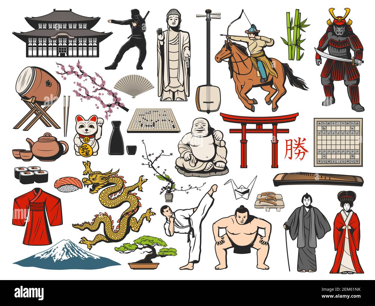 Japan symbol of Japanese travel vector design. Fuji mountain, Asian ...