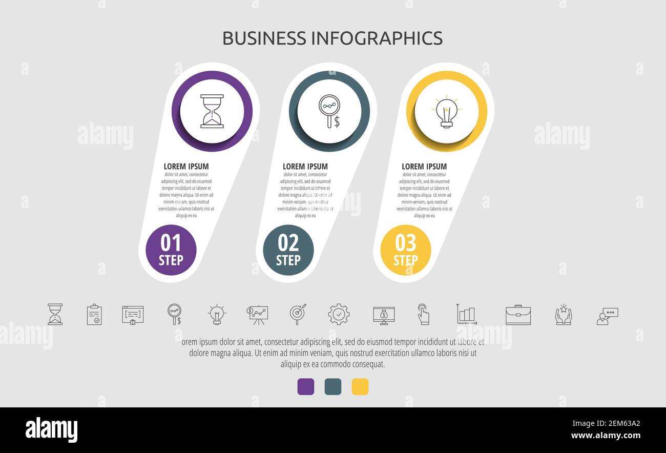 Business vector infographic circles for three label, diagram, graph ...
