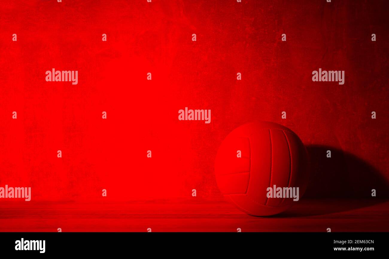 Volleyball ball isolated on black background. Red neon Banner Art ...