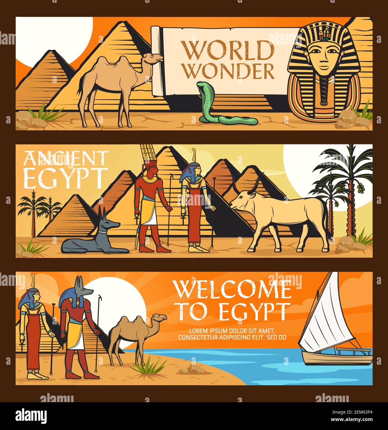 Ancient Egypt travel, wonders and famous landmarks. Cairo pharaoh ...