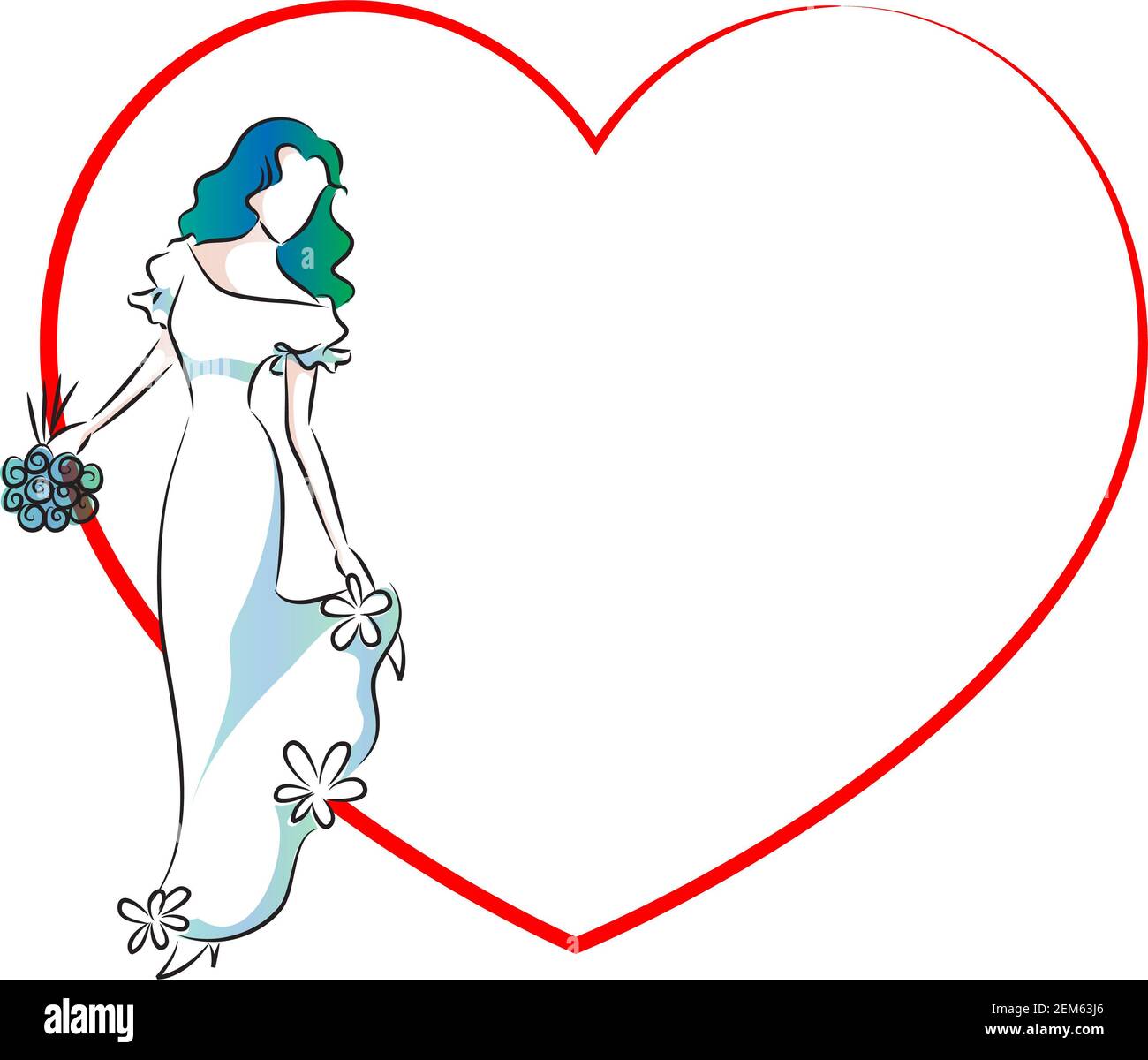 vector beauty bride fashion design Heart shape border background Stock ...