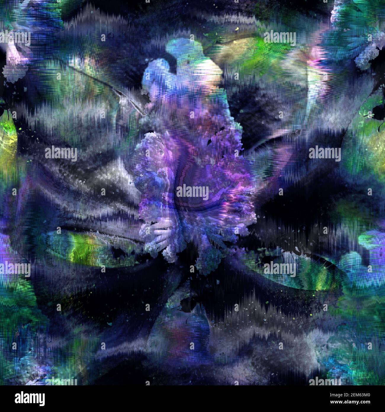 Seamless abstract color blobs with tropical overlay Stock Photo - Alamy