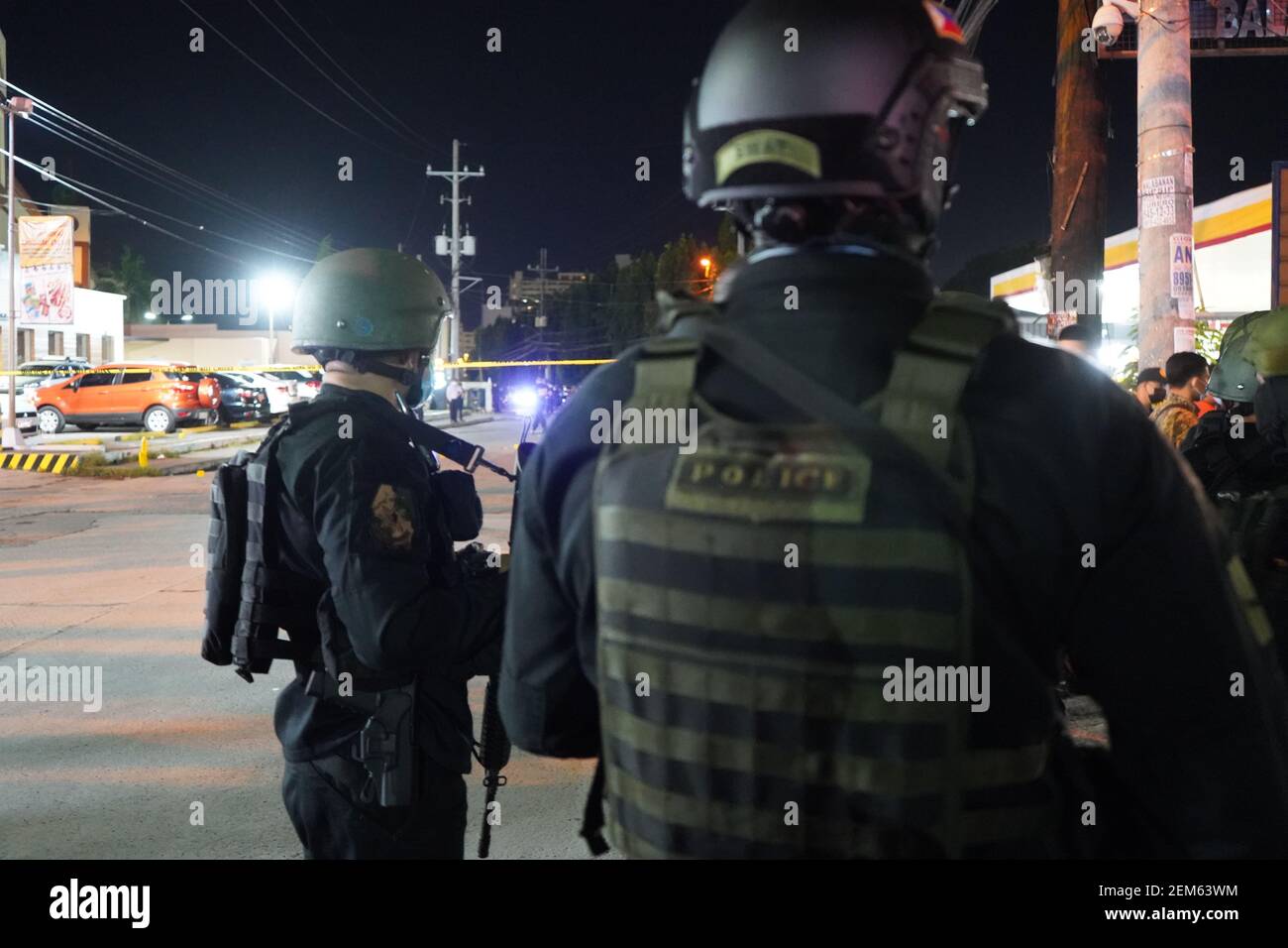 Quezon City, Philippines. 24th Feb, 2021. Two cops died after a mis ...