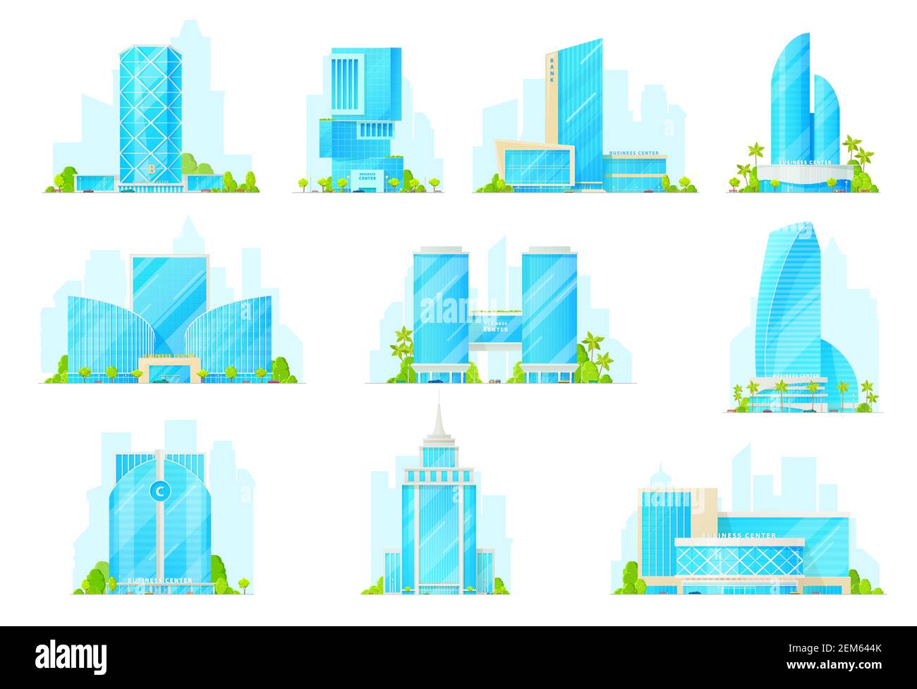 Business center building vector icons of city architecture. Modern ...