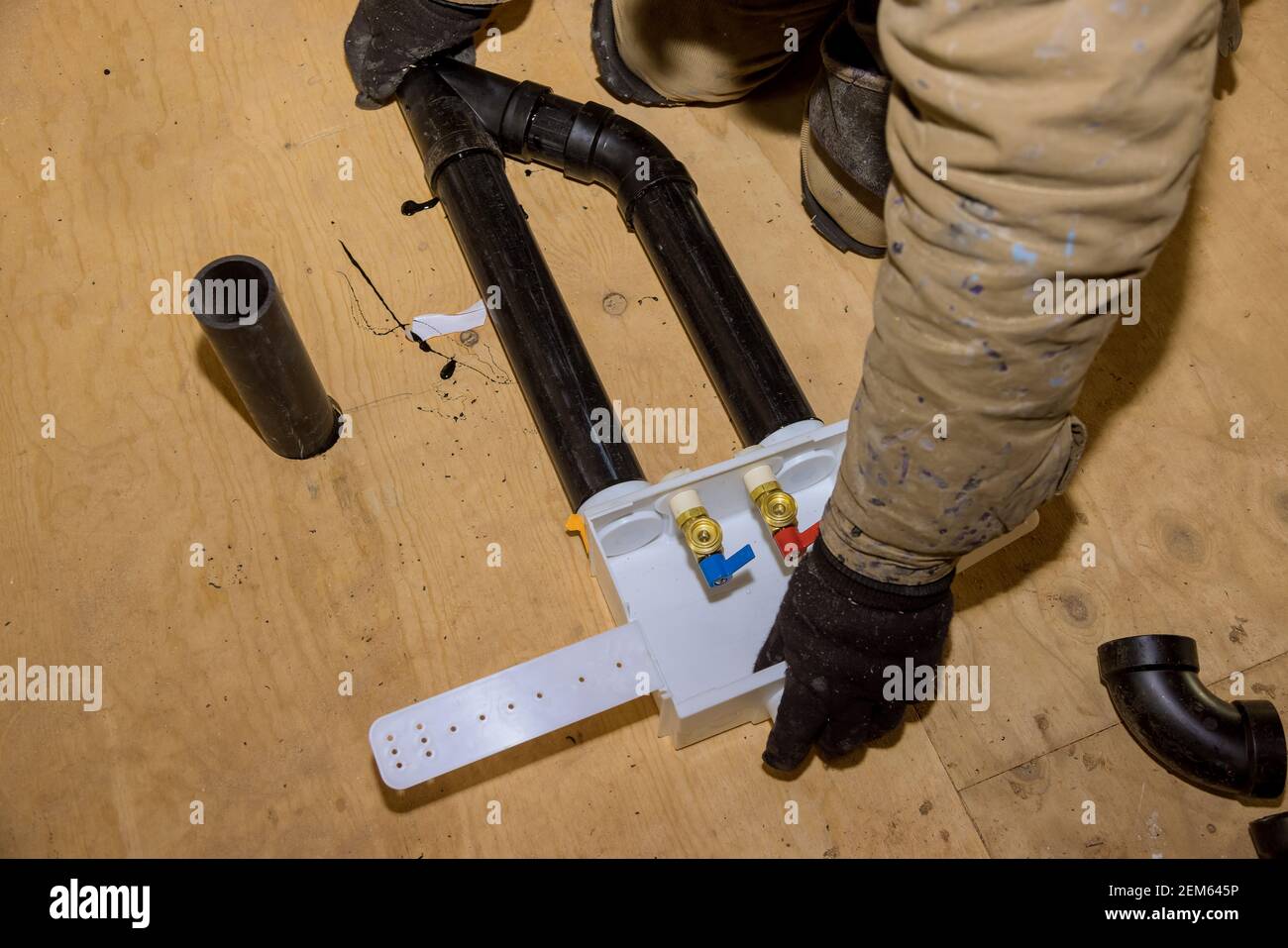 Installation in a new house of a laundry outlet boxes for connection of ...