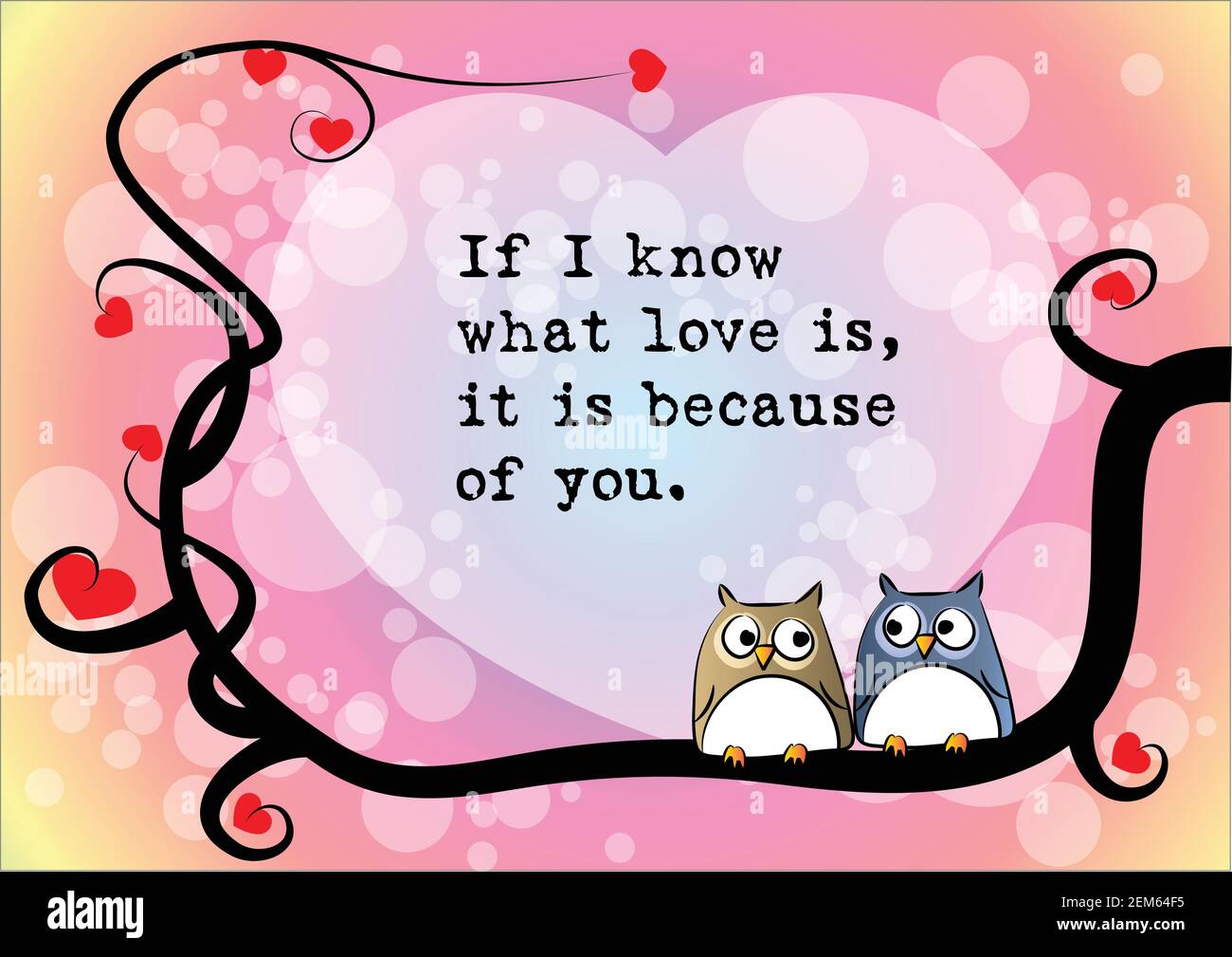 Owls birds love heart tree Stock Vector Images - Alamy