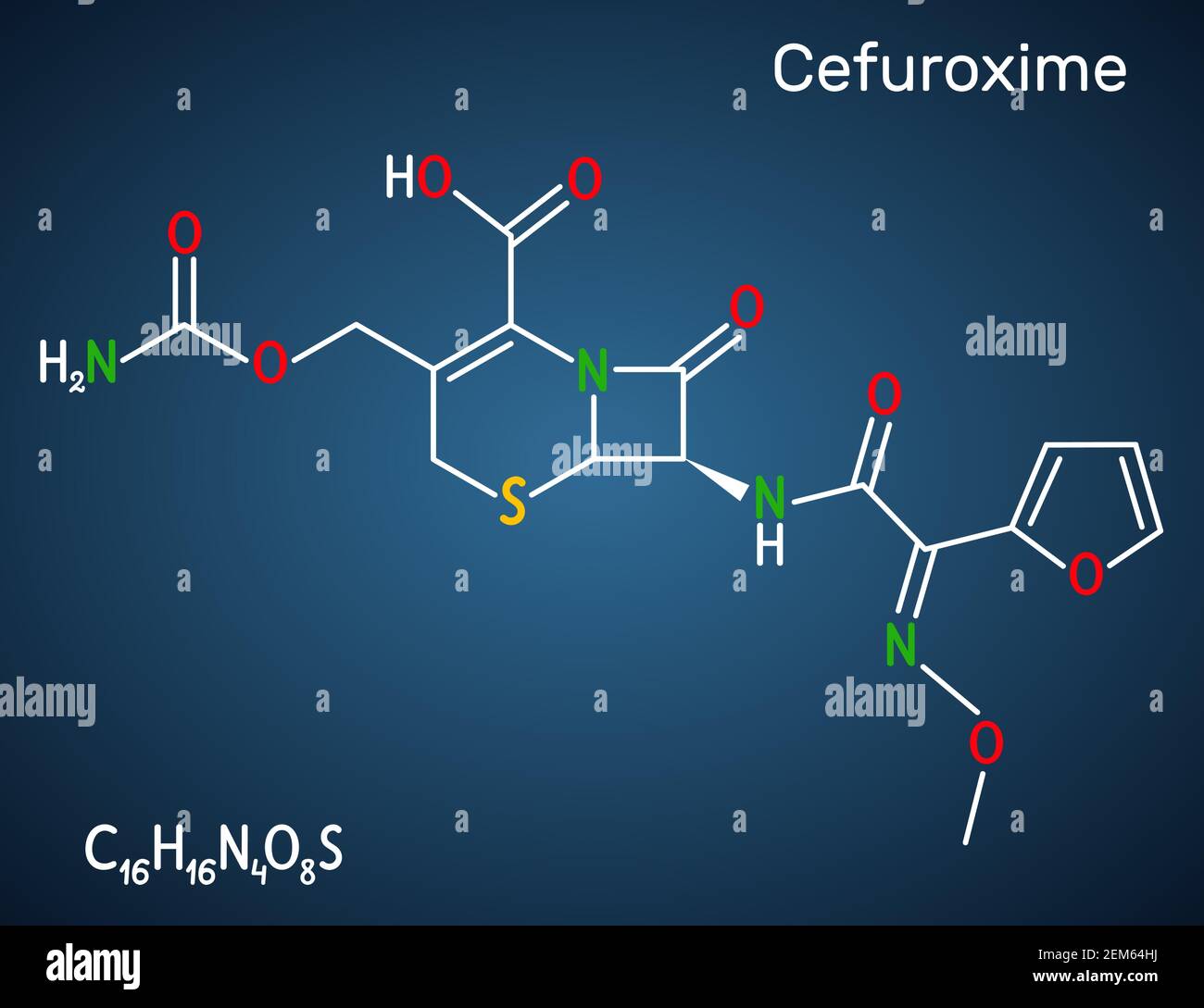 Cefuroxime molecule. It is second-generation cephalosporin antibiotic ...