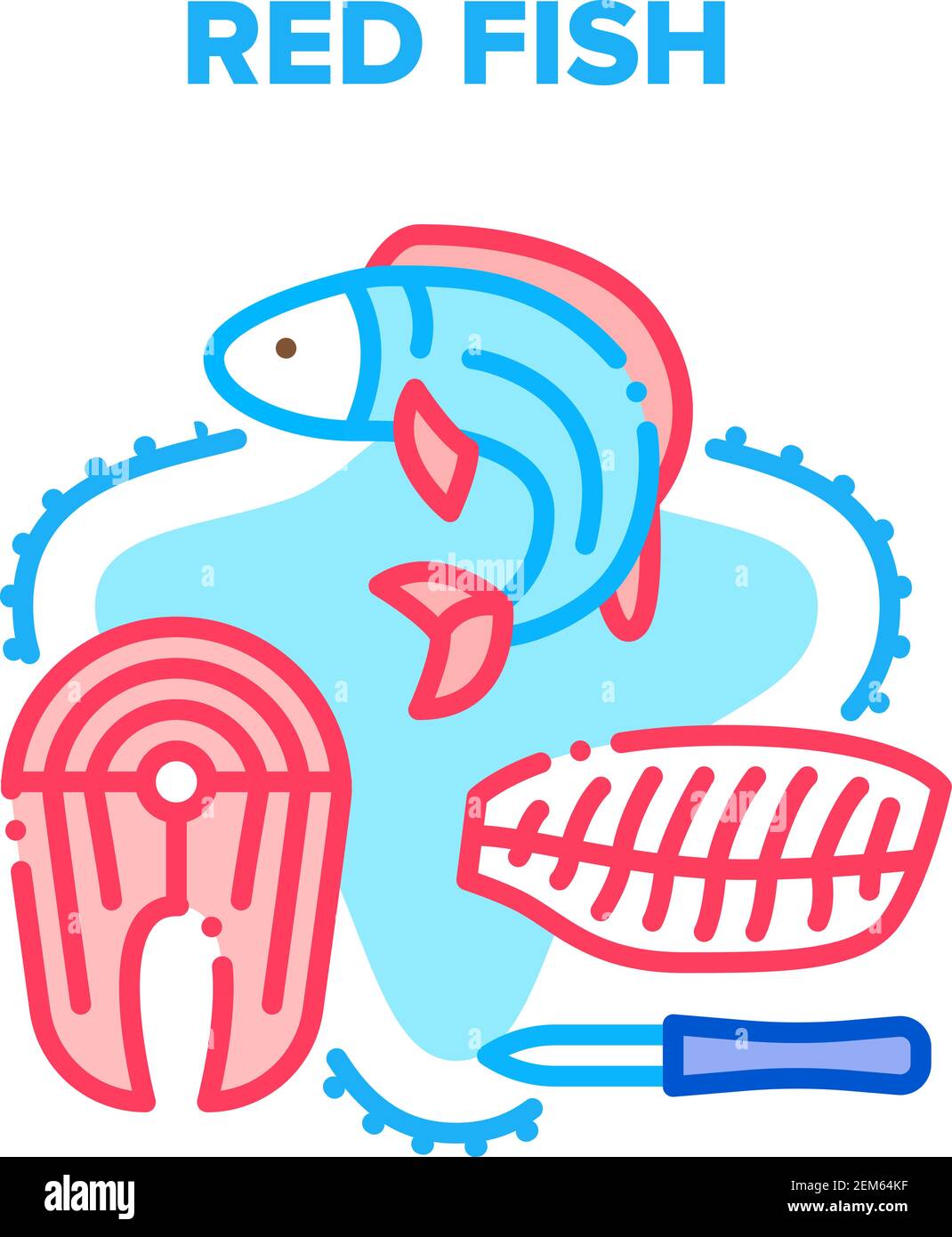Red Fish Meat Vector Concept Color Illustration Stock Vector Image ...