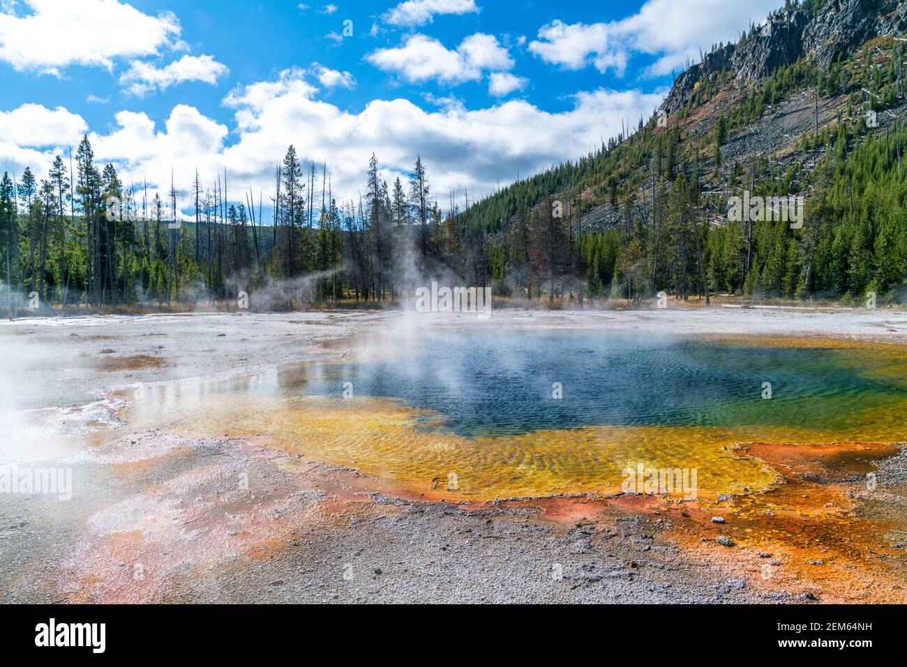 Classic rainbow thermal pool at the famous Yellowstone national park Stock Photo - Alamy