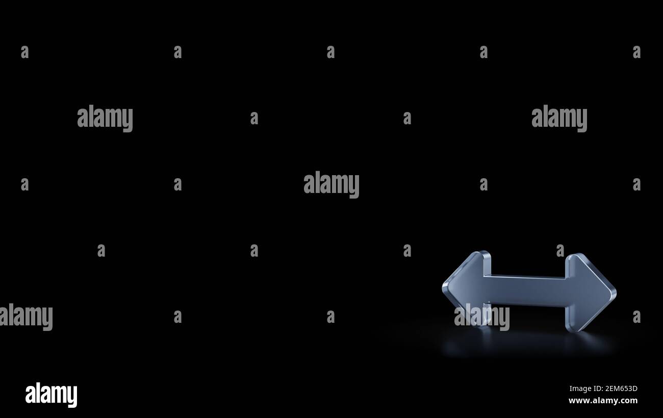 3d Rendering Of Frosted Glass Symbol Of Double Side Horizontal Arrow