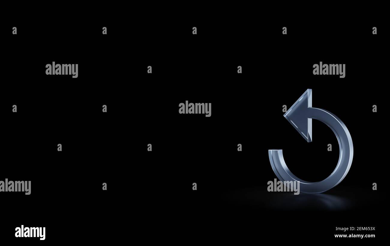 3d rendering of frosted glass counterclockwise symbol of refresh arrow ...