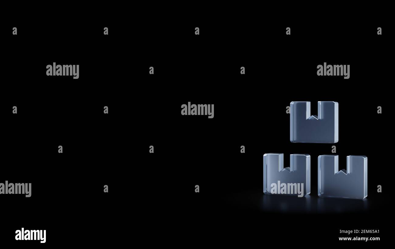 3d Rendering Of Frosted Glass Symbol Of Three Boxes Belted With Tape Isolated On Black