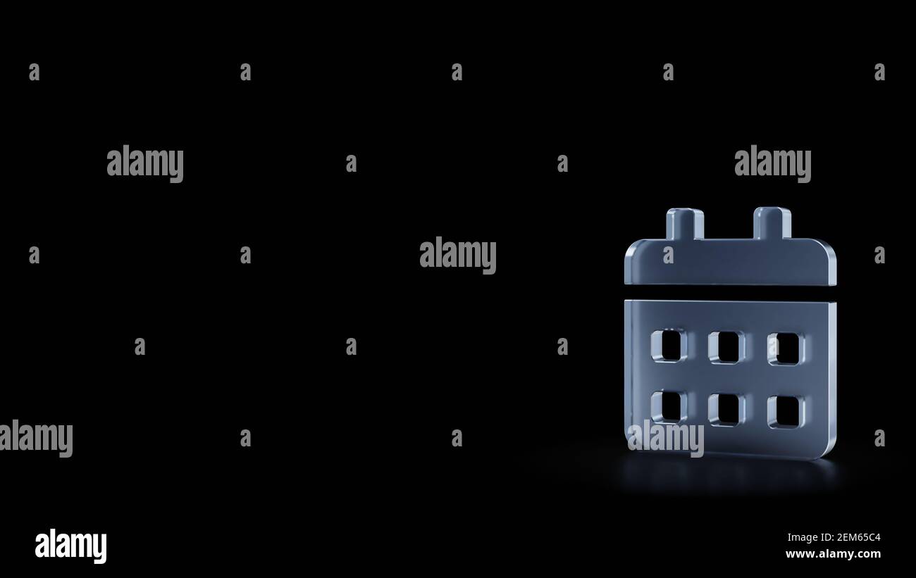 3d Rendering Of Frosted Glass Symbol Of Calendar With Weeks Isolated On Black Background With