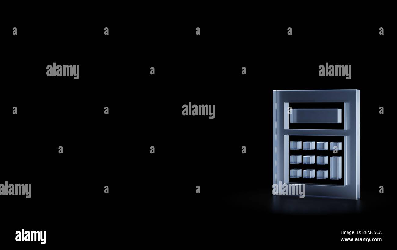 3d rendering of frosted glass symbol of calculator with square buttons ...
